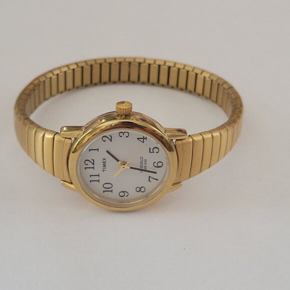 Timex | Accessories | Timex Womens Goldtone Stretch Band Watch With ...